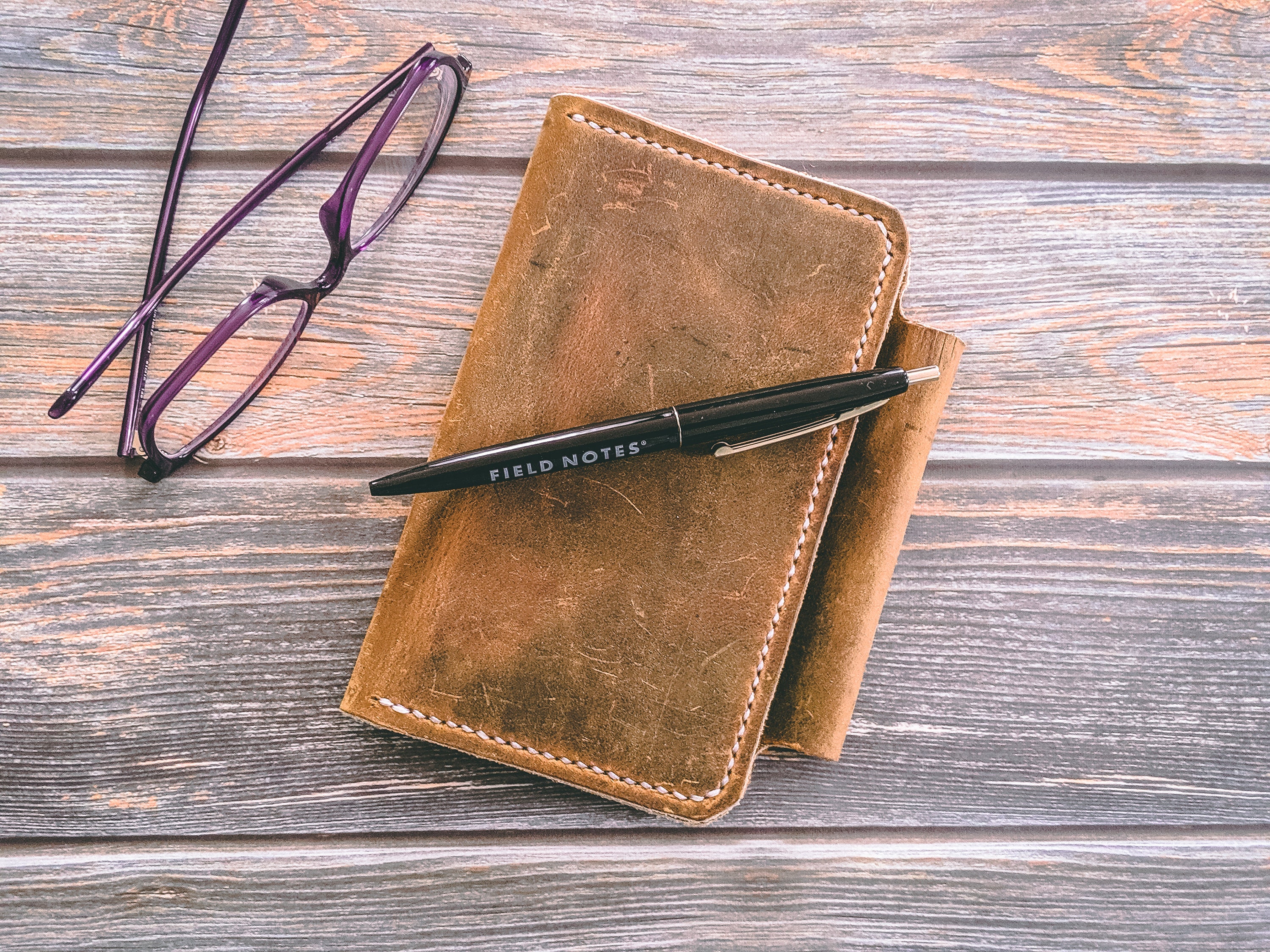Distressed Leather Deluxe Field Notes Journal Cover | Etsy