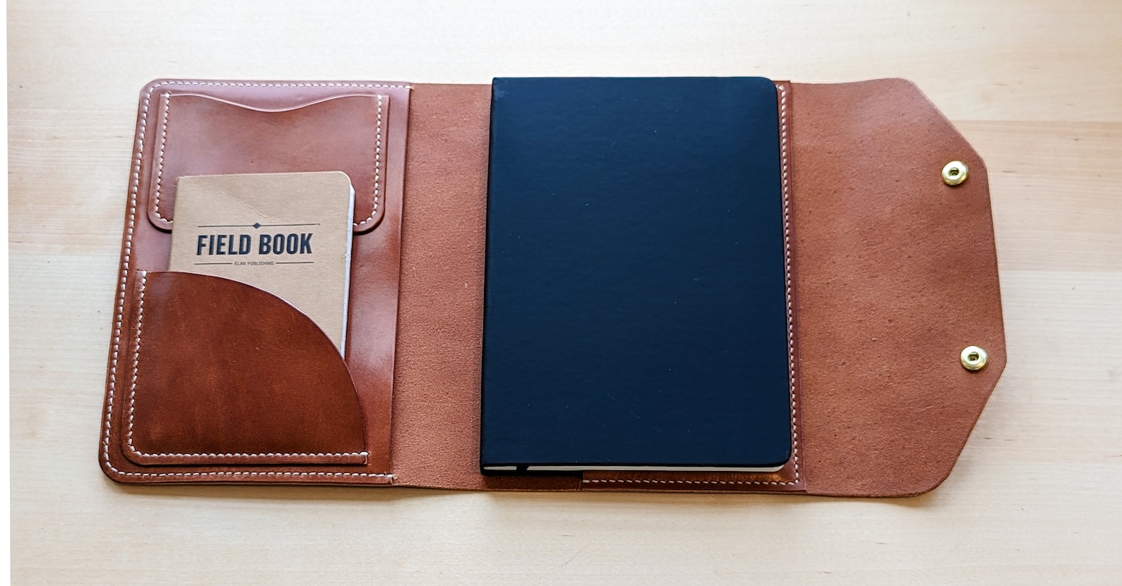 Wickett and Craig Buck Brown Harness Leather A5 Leather Notebook Cover ...