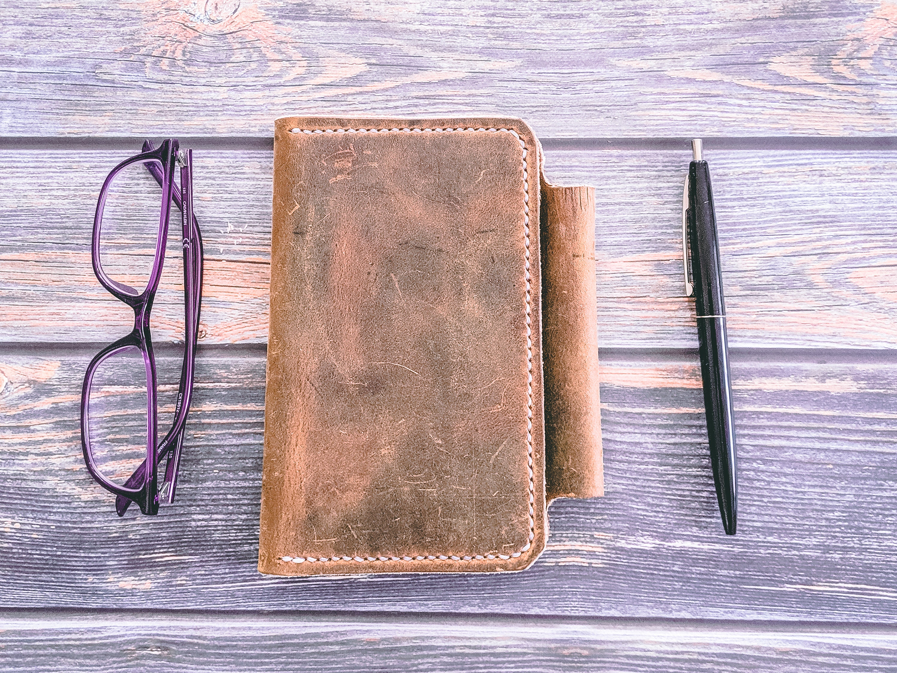 Distressed Leather Deluxe Field Notes Journal Cover | Etsy