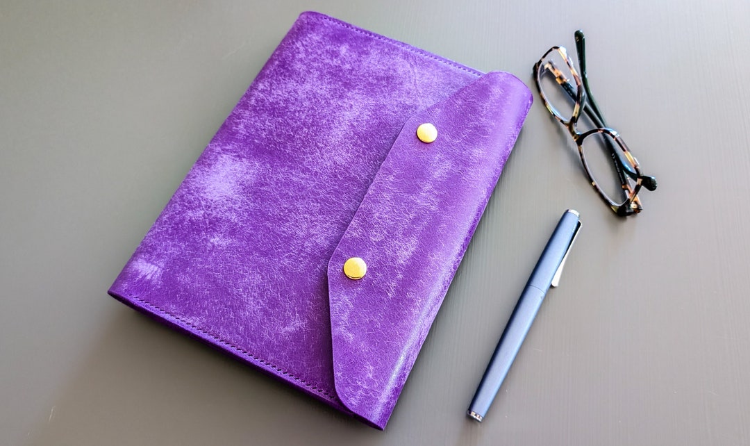 Purple Italian Leather A5 Leather Notebook Cover - Etsy