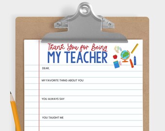 Printable Teacher Appreciation Week Gift, All About My Teacher, End of ...