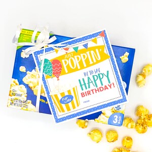 Popcorn Gift Tag, Happy Birthday Treat Tag, Just Poppin' By ...