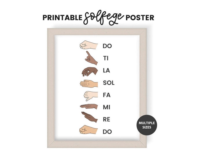 Solfege Hand Signs Poster Set of 8, Music Class Poster, Elementary Music Class, Printable ...