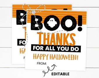 Halloween Gift Tag, Thank You Gift Tag, Teacher Staff Employee School ...
