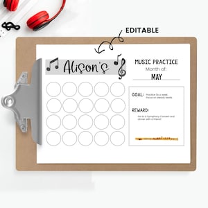 Flute Practice Chart, Printable Practice Log, Flute Practice Tracker ...