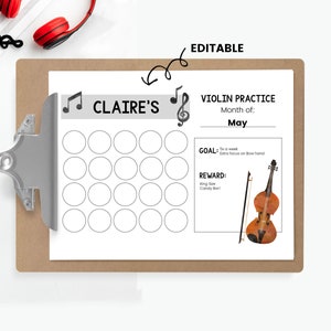 Violin Practice Chart, Printable Practice Log, Violin Practice Tracker ...