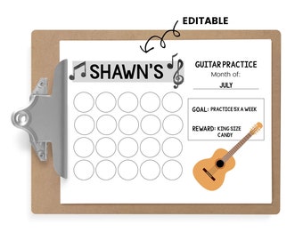 Guitar Practice Chart, Practice Log, Guitar Teacher, Guitar Practice ...