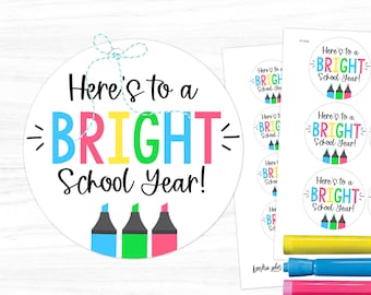 Highlighter Gift Tag, Bright School Year, Back to School Gift Tag ...