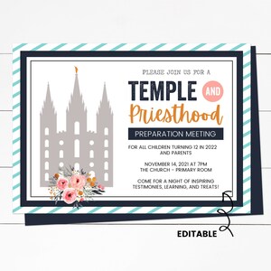 Editable Temple and Priesthood Preview Invitation Temple and - Etsy