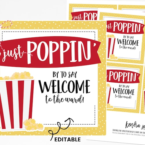 Welcome to the Ward Just Poppin' By Relief Society - Etsy
