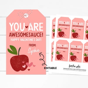 Applesauce Valentines, You're Awesomesauce, Applesauce Tag, Classroom ...