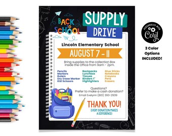 Back to School Supply Drive/fundraiser/donations Flyer Editable ...