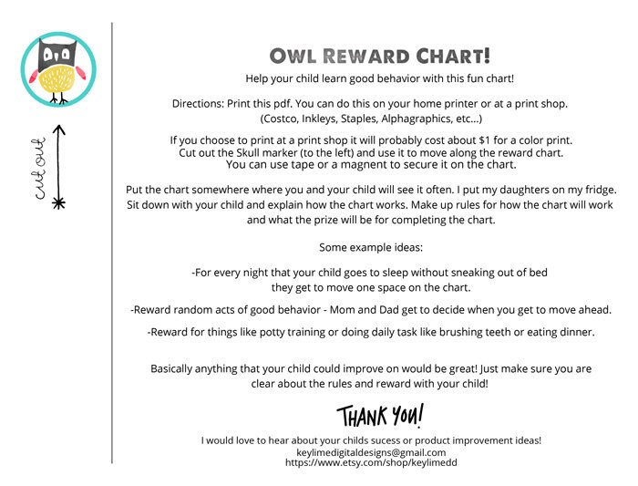 Kids Reward Chart Owl Behavior Chart Potty Training - Etsy Canada