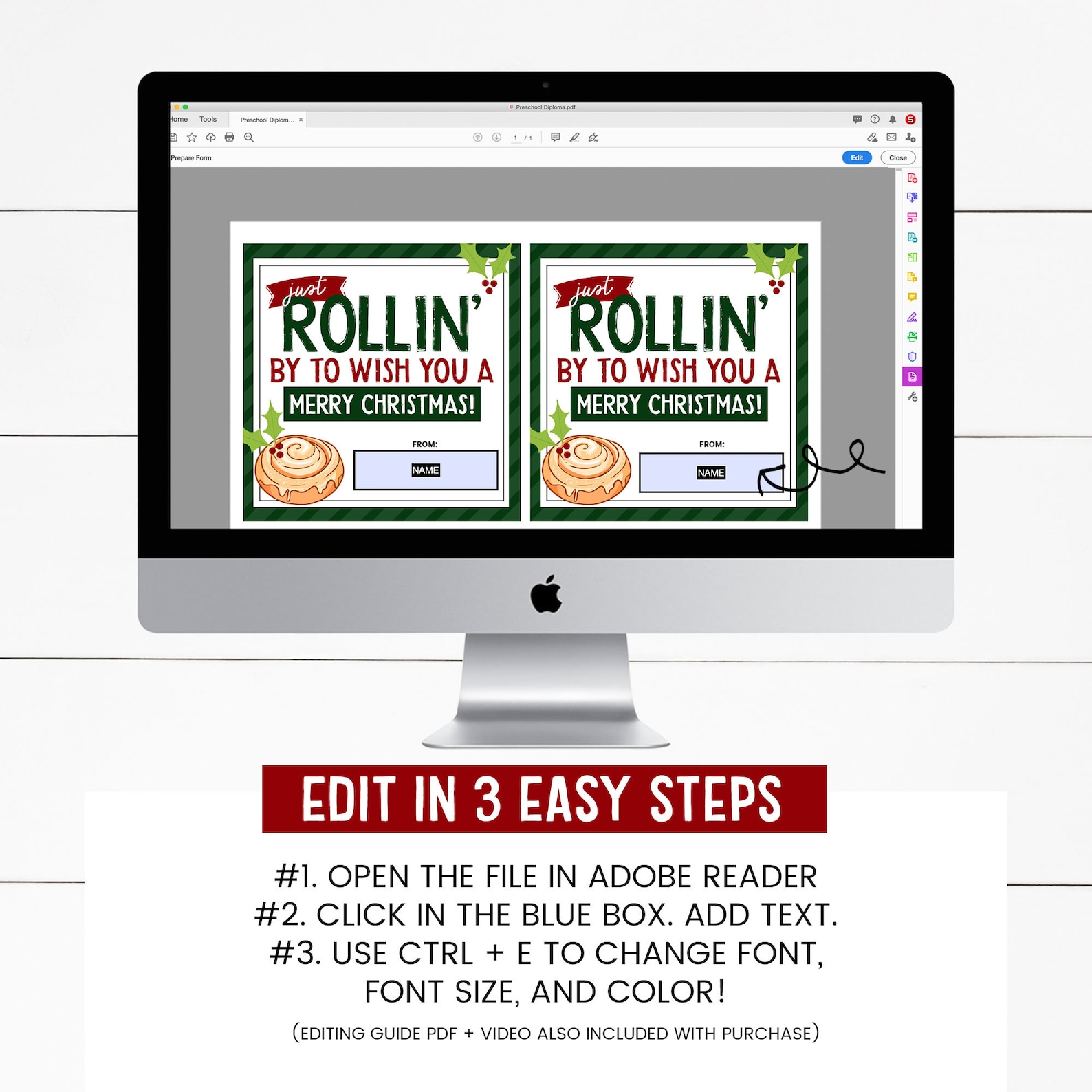 Cinnamon Roll Gift Tag Just Rollin' By Christmas - Etsy