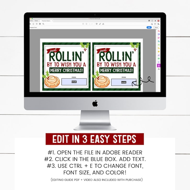 Cinnamon Roll Gift Tag, Just Rollin' By, Christmas Neighbor Gift ...