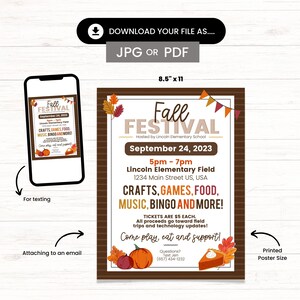 Fall Festival Flyer, Fall Fundraiser, Fall School Event, Harvest ...