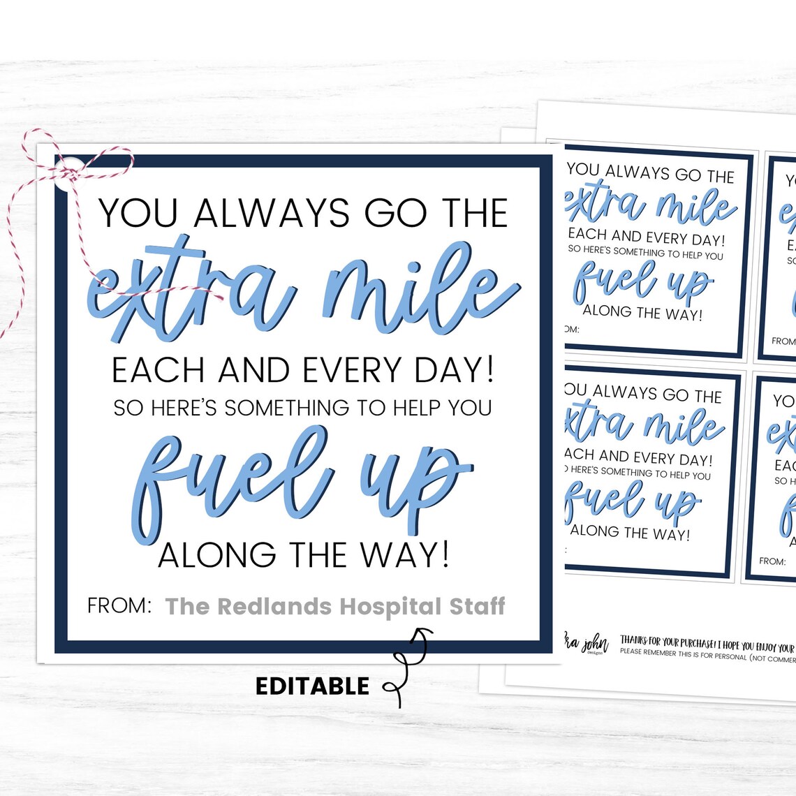 Extra Mile Tag, Employee Appreciation Gift Tags, Staff Thank You Card ...