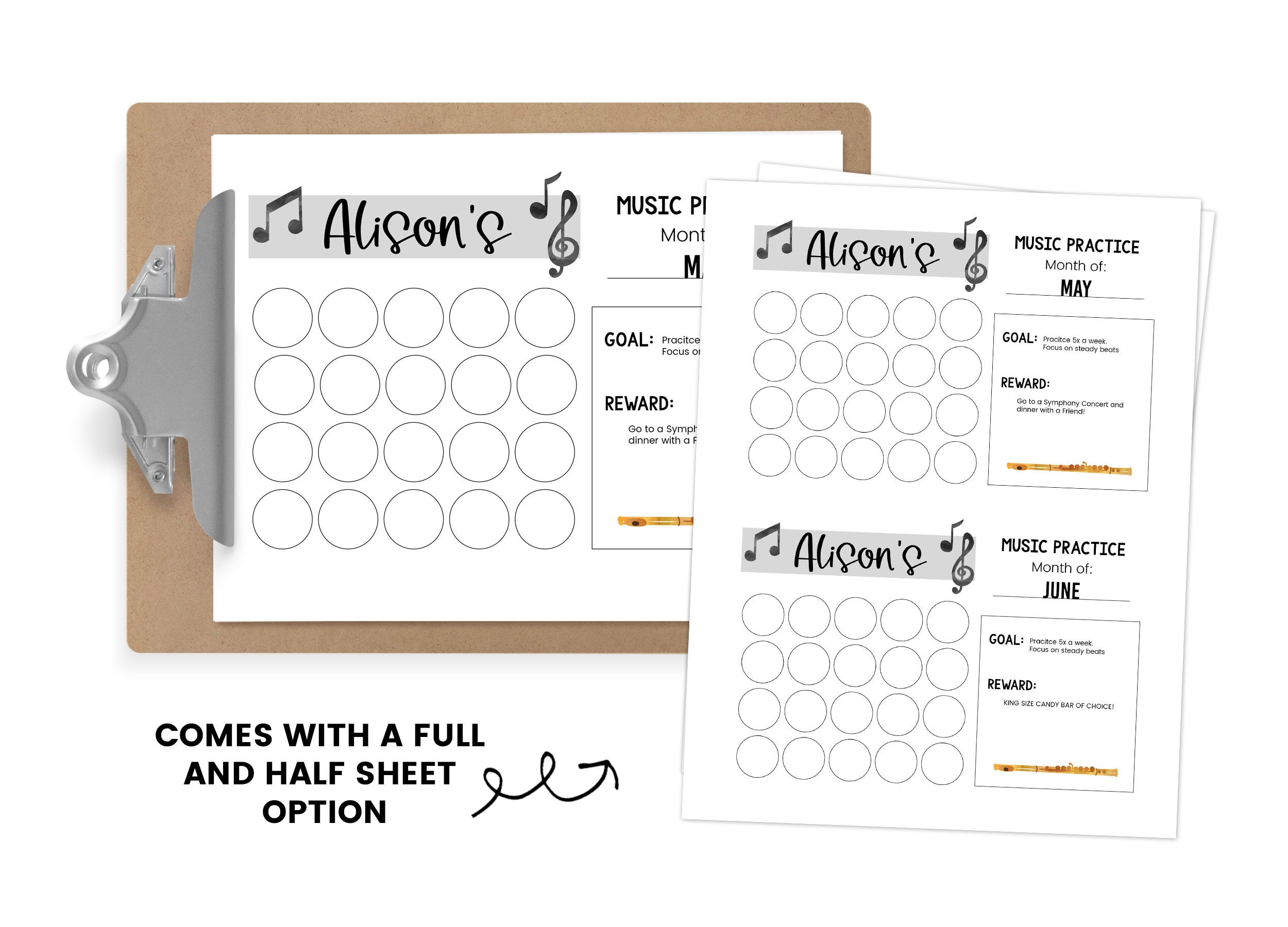 Flute Practice Chart Printable Practice Log Flute Practice - Etsy Canada