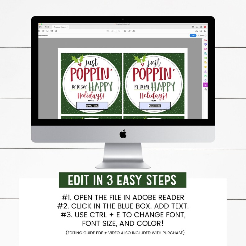 Pop It Gift Tag, Fidget Toy Favor Tag, Pop It Gift Idea, Holiday Pop It ...