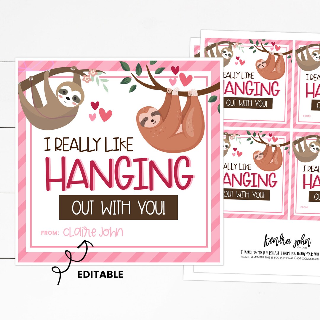 Sloth Valentine, Sloth Valentine Card Printable, Kids Classroom ...