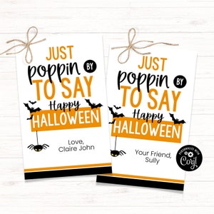Pop It Halloween Tag, Class Halloween Gift, Just Poppin By, Non Candy ...
