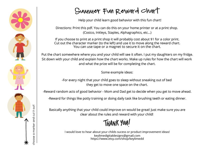 Kids Reward Chart Summer Camping Outdoors Behavior - Etsy