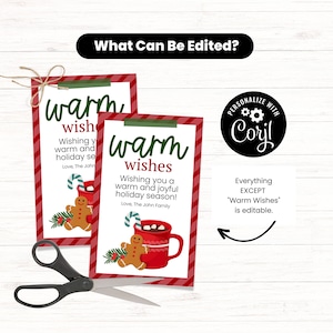 Hot Chocolate Gift Tag, Warm Wishes Gift Tag, Printable Hot Cocoa Tag ...