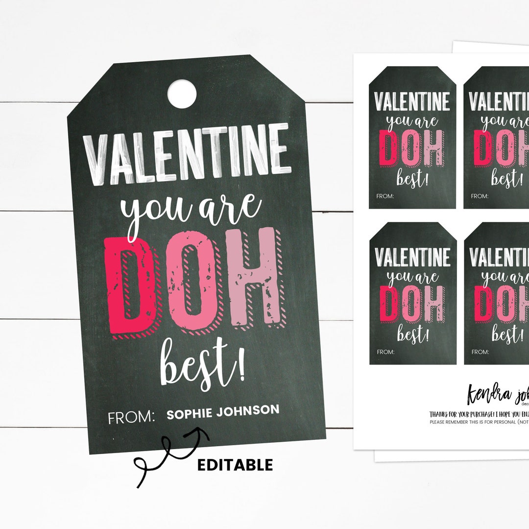 Valentine You Are DOH Best, Printable Valentines Cards for Kids, Play ...