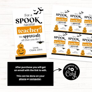 Halloween Teacher Thank You, Halloween Teacher Appreciation, Halloween ...