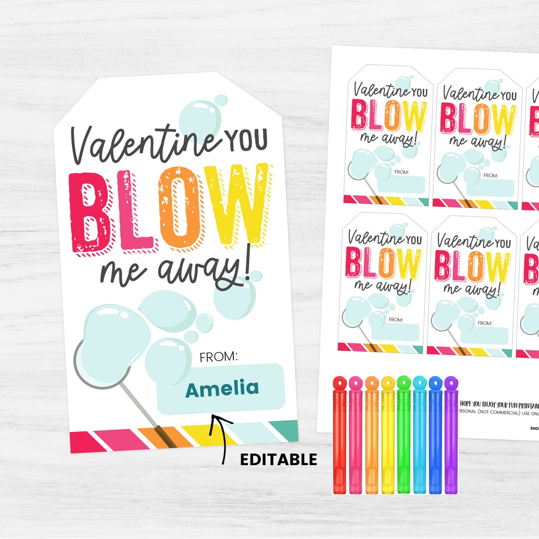 Bubble Valentines Tag, Daycare Valentine Gifts, Editable Bubble ...