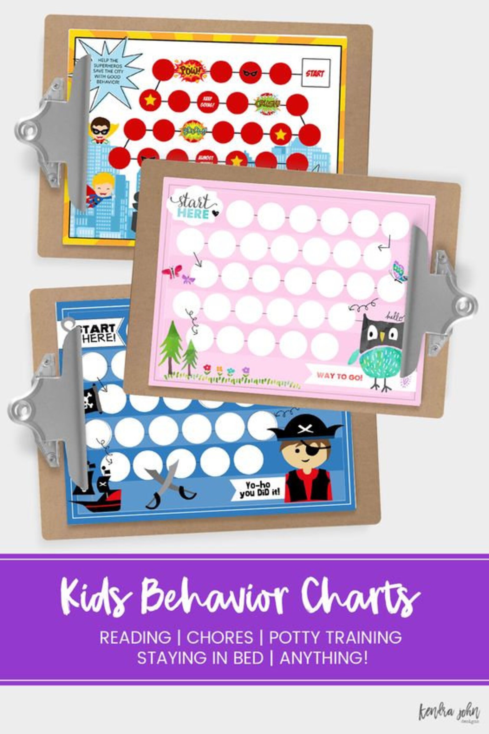 Kids Reward Chart - Owl - Behavior Chart - Potty Training - Watercolor ...
