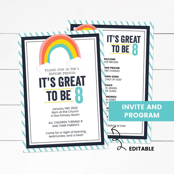 Great to Be 8 Invitation Great to Be 8 Program Primary - Etsy
