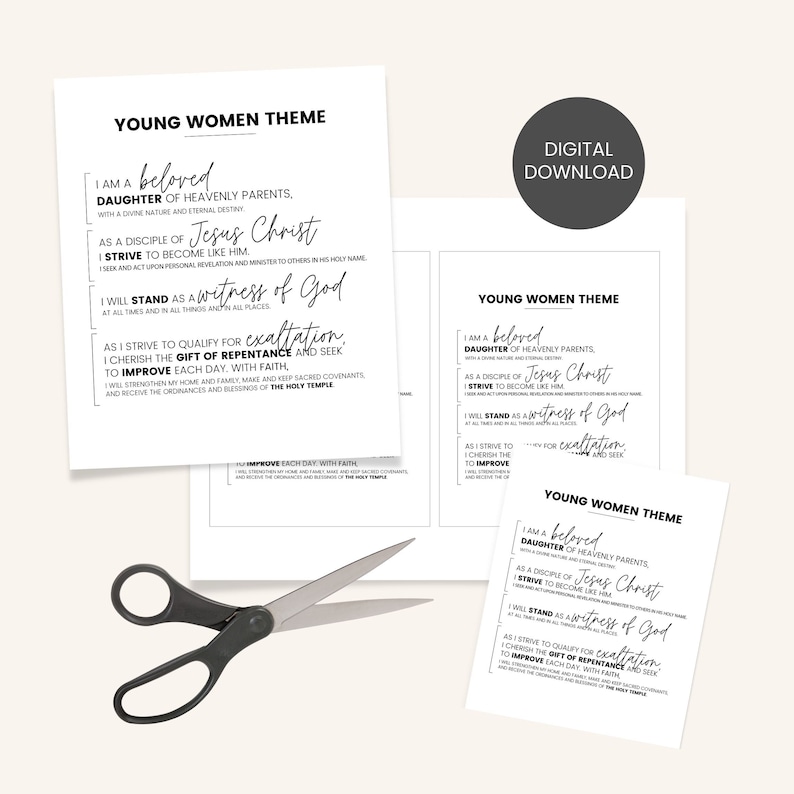 Young Women Theme Printable YW Theme YW Theme Poster Young - Etsy