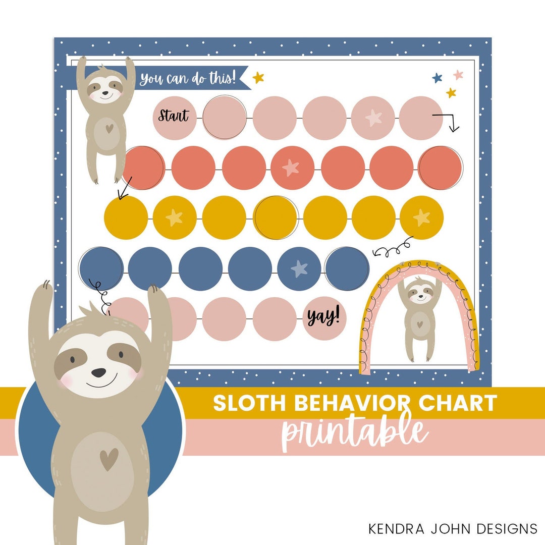 Reward Chart Printable, Kids Chore Chart, Sloth, Digital Download ...