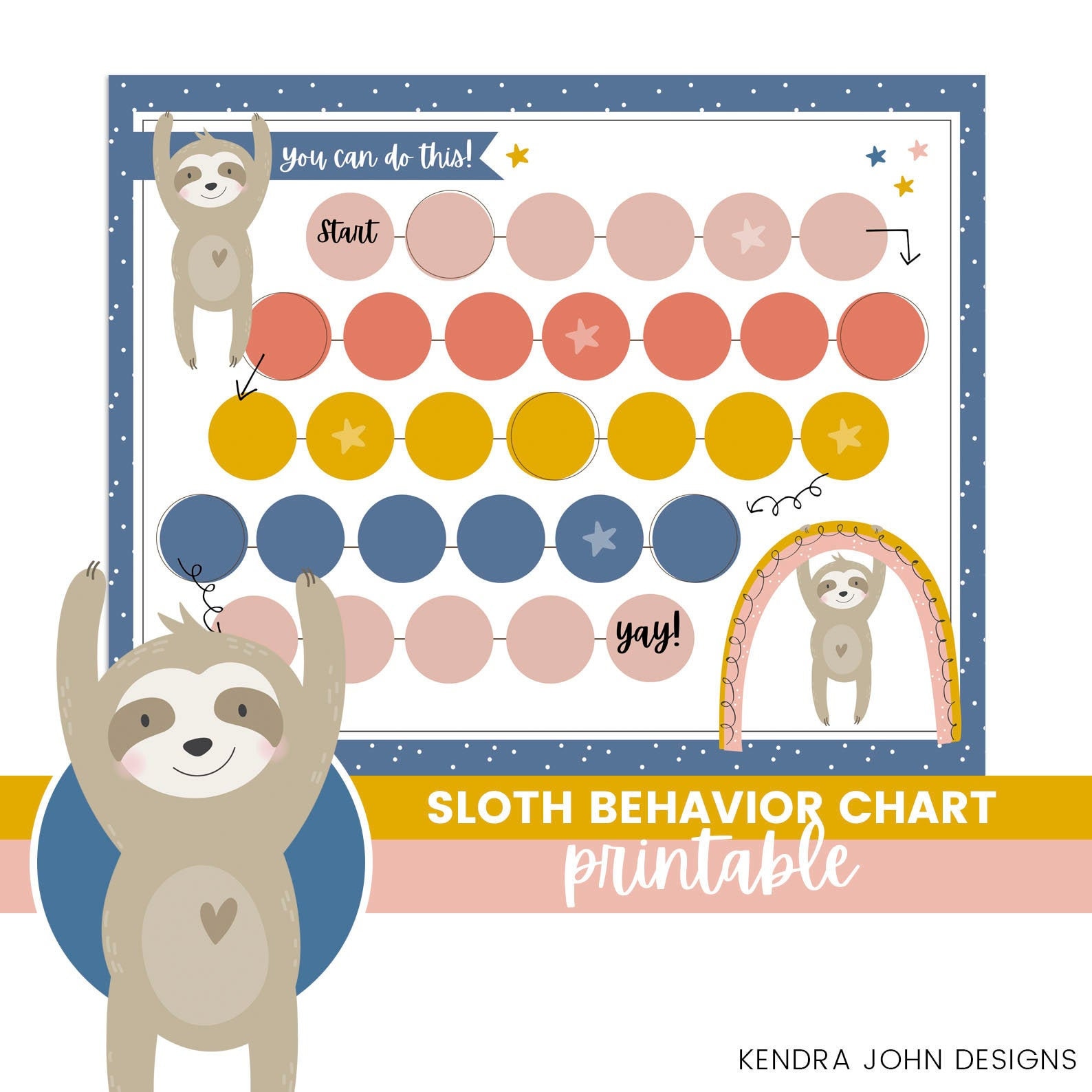Reward Chart Printable, Kids Chore Chart, Sloth, Digital Download ...