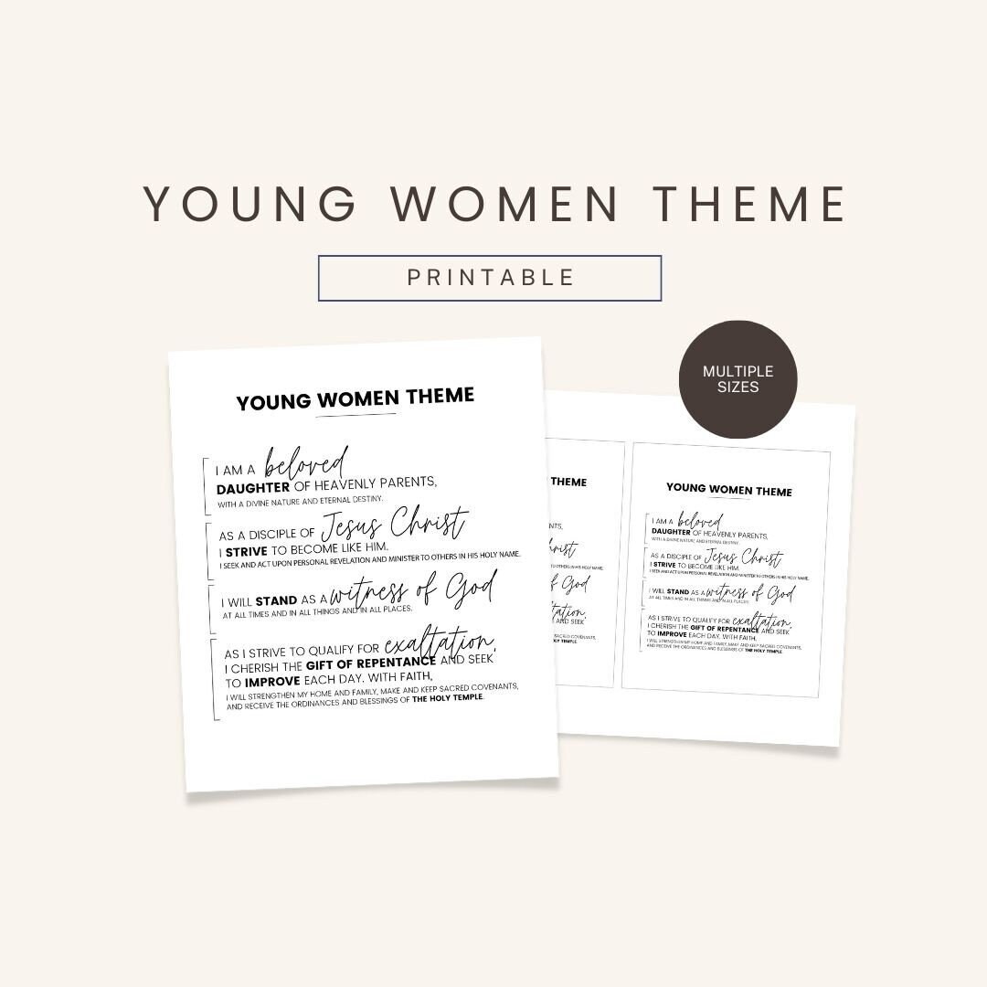 Young Women Theme, Printable YW Theme, YW Theme Poster, Young Women ...