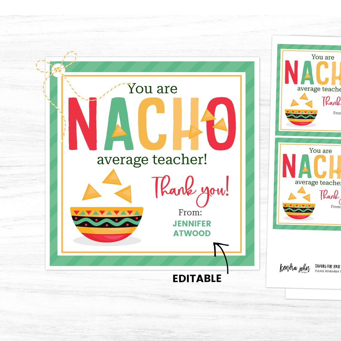Nacho Average Teacher Tag Teacher Gift Tag Teacher - Etsy
