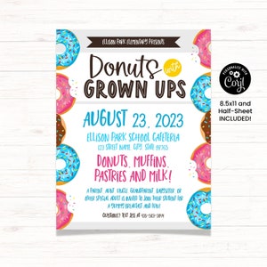 Donuts With Grown Ups, Pastries With Parents Flyer, Donuts With Dads ...