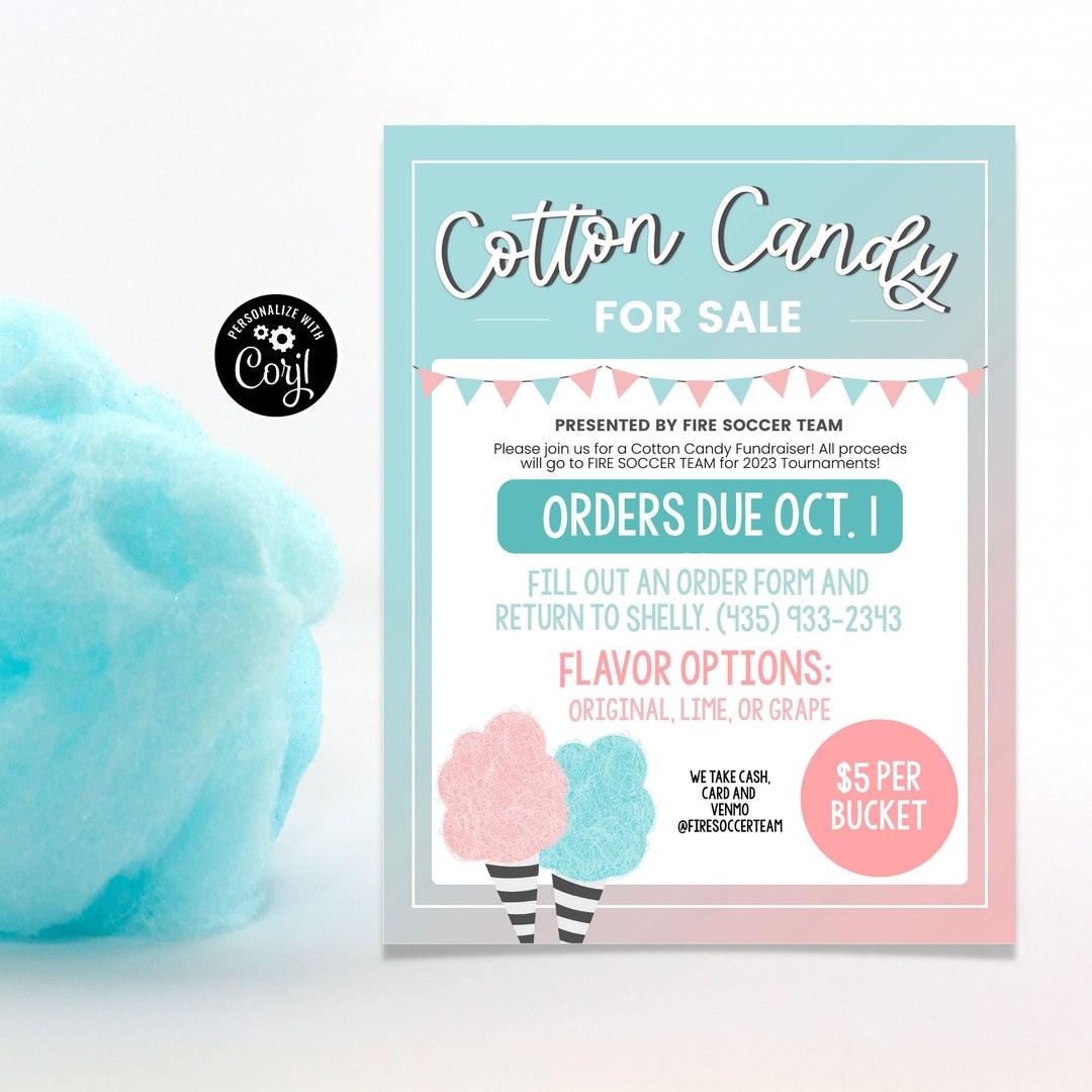 Cotton Candy Flyer, Team Fundraiser, School Fundraiser Flyer, Cheer ...