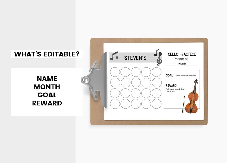 Cello Practice Chart Printable Practice Log Cello Practice - Etsy Australia