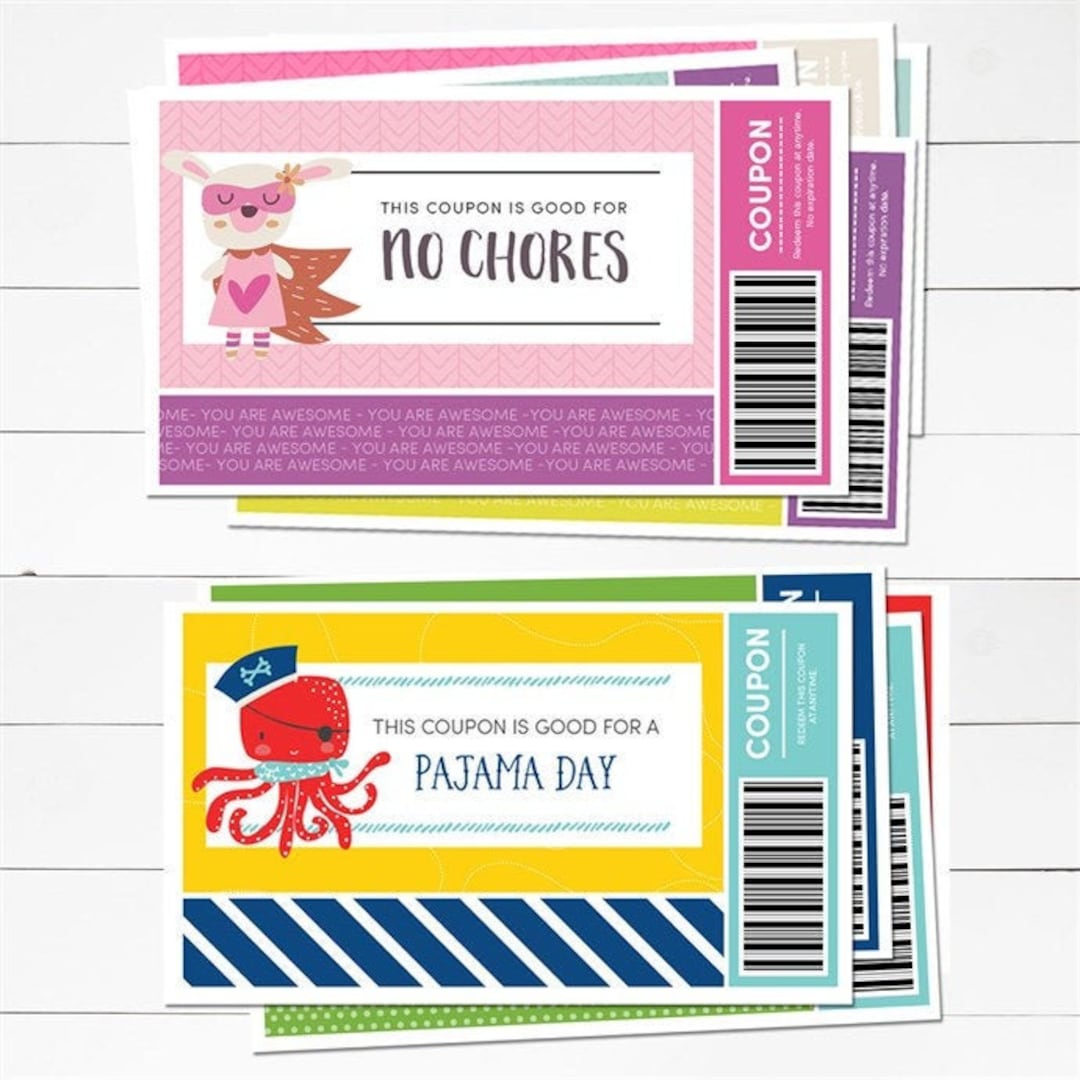 Kids Reward Coupons, Printable Love Coupons, Coupons for Kids, - Etsy