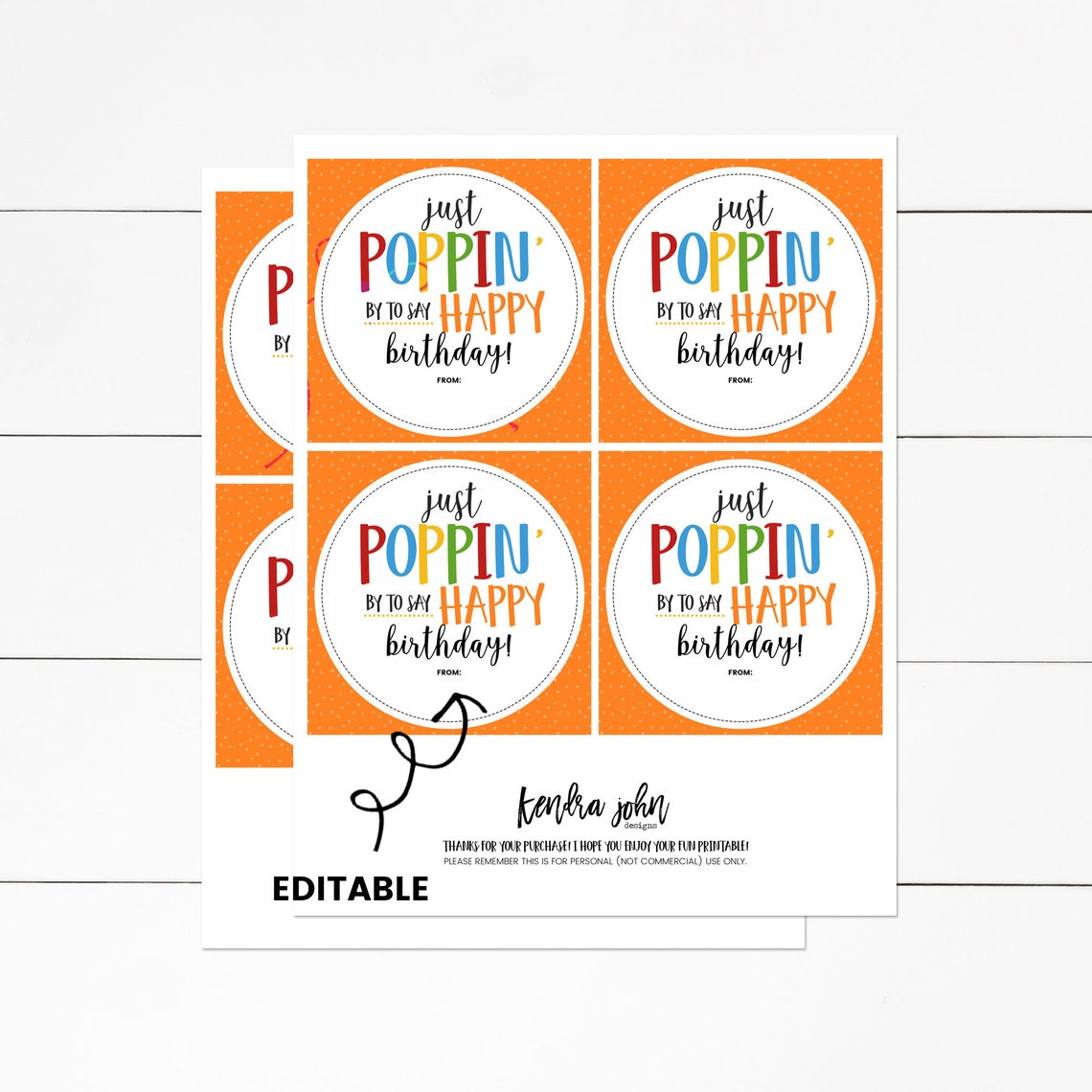 Birthday Pop It Tag Pop It Printable Tag Poppin by to Say - Etsy