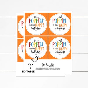 Birthday Pop It Tag, Pop It Printable Tag, Poppin by to Say Happy ...