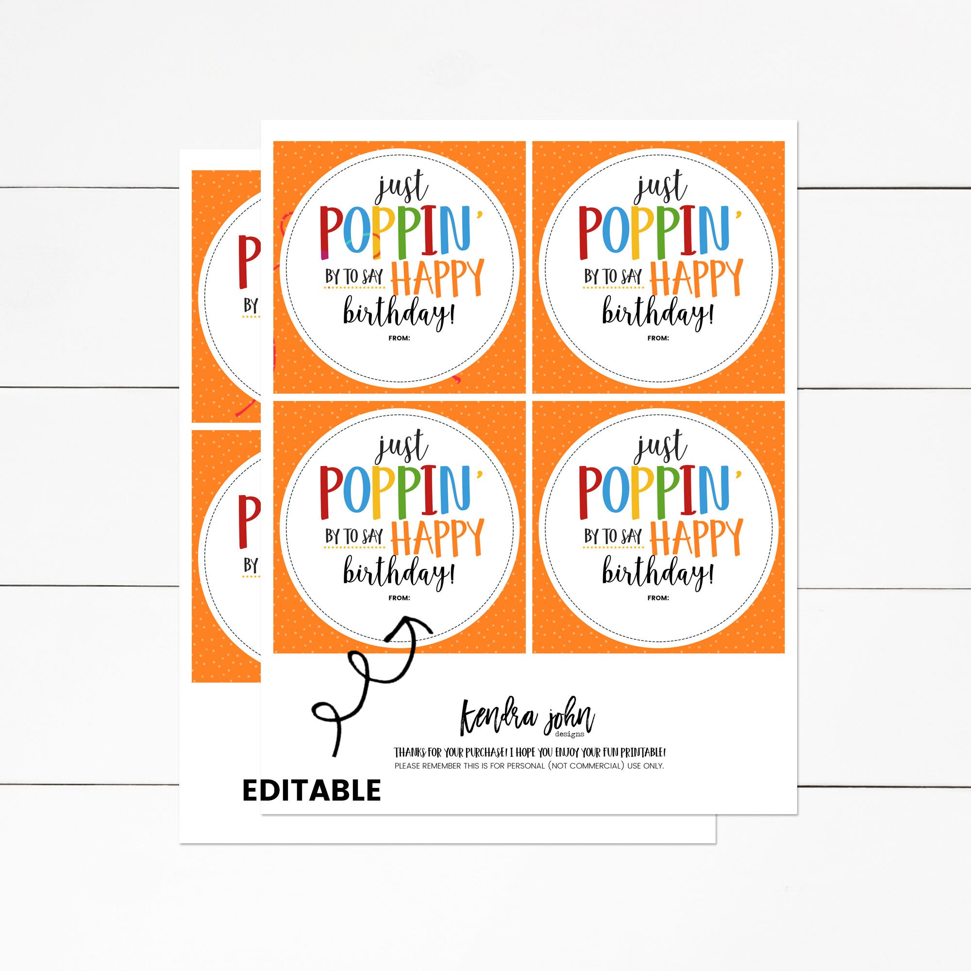 Birthday Pop It Tag Pop It Printable Tag Poppin by to Say - Etsy