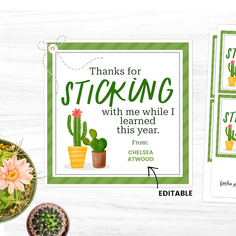 Cactus Teacher Tag, Teacher Appreciation Printable Tag, Teacher ...