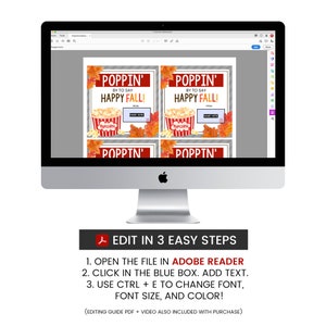 Fall Popcorn Gift Tag, Caramel Corn Gift Tag, Thanksgiving Gift Tag ...