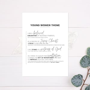 Young Women Theme, Printable YW Theme, YW Theme Poster, Young Women ...