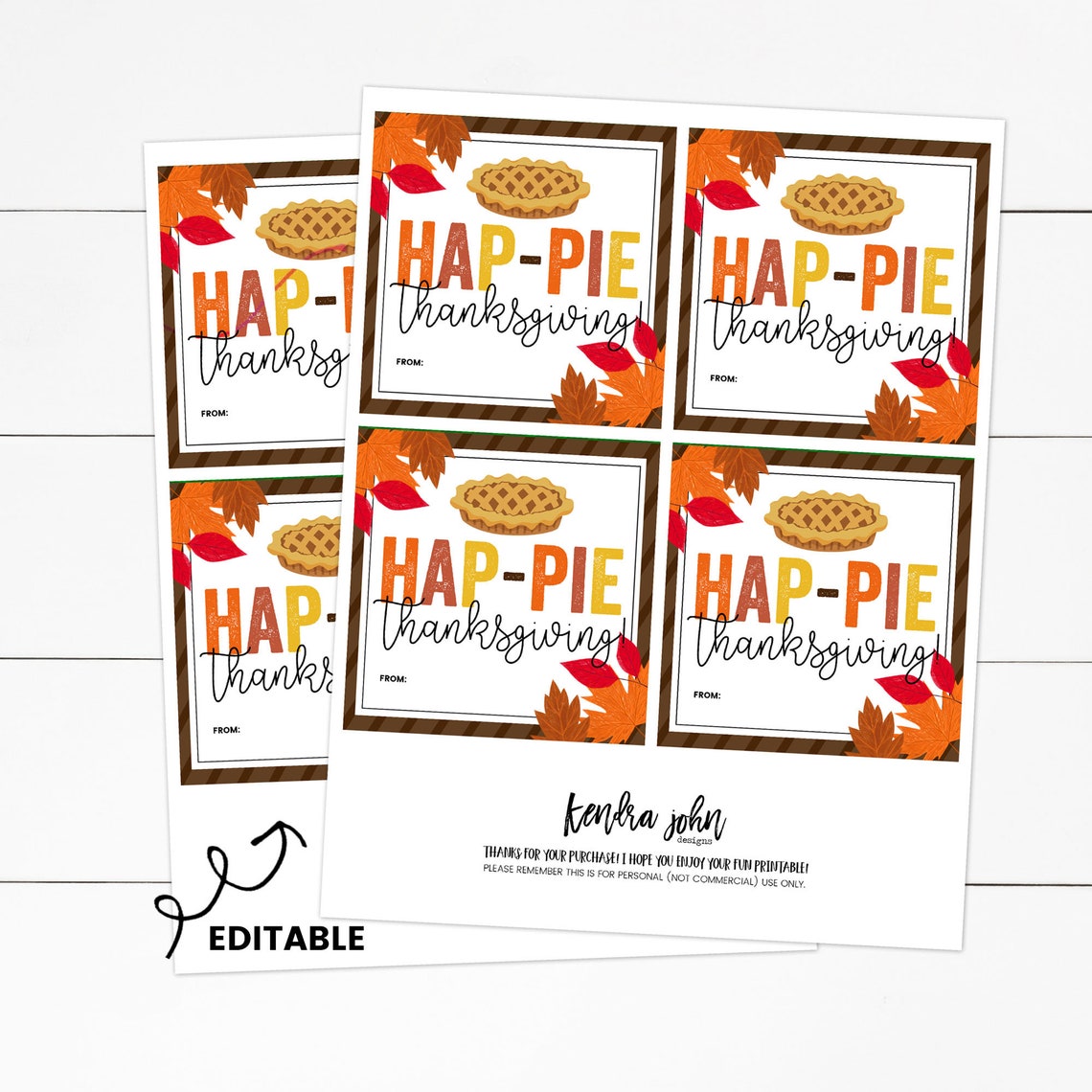 Pie Gift Tag Thanksgiving Gift Tag Printable Pumpkin Pie - Etsy
