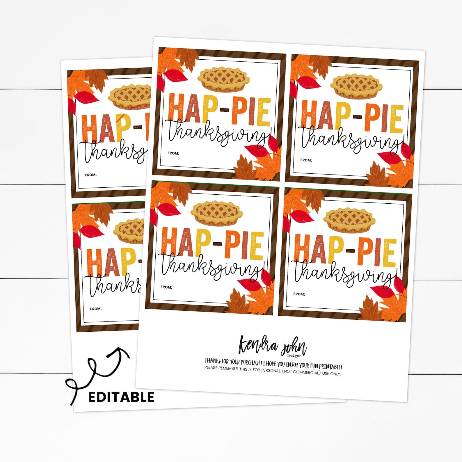 Pie Gift Tag Thanksgiving Gift Tag Printable Pumpkin Pie - Etsy