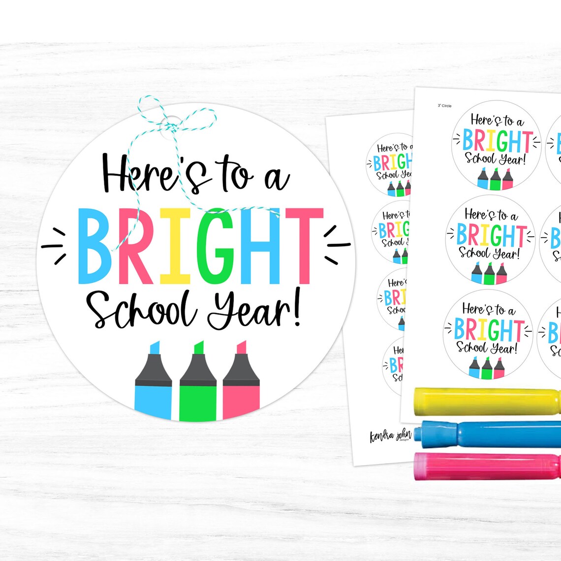 Highlighter Gift Tag Bright School Year Back to School Gift - Etsy
